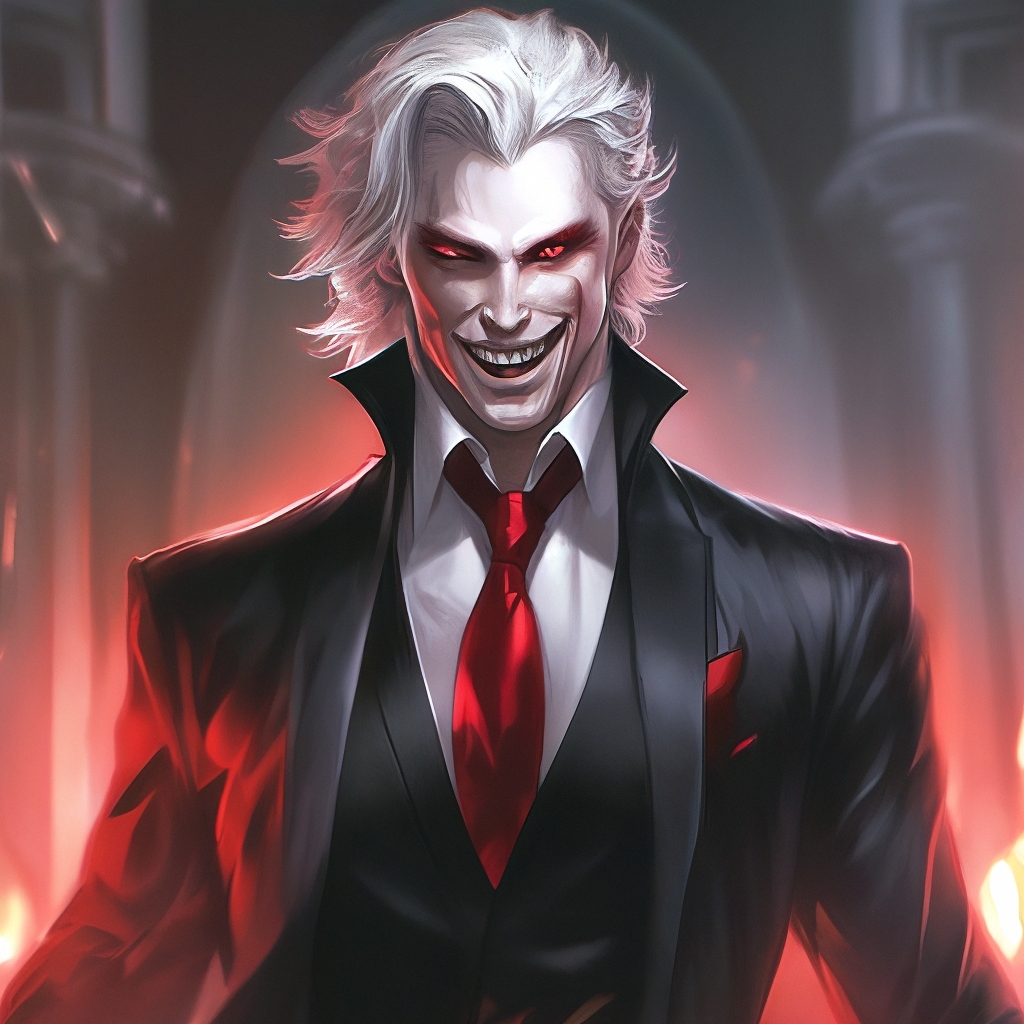 "Vampire, vamp, male, brutal, realistic, white fangs, black suit, red ...