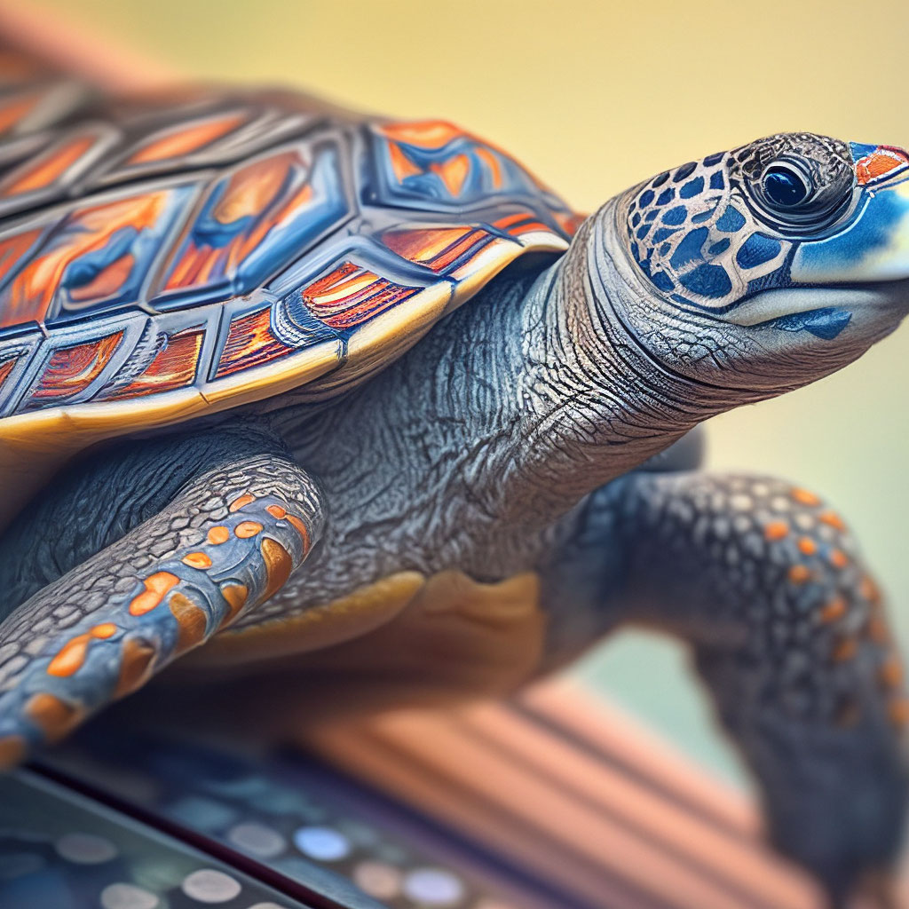 "Simple drawing of a turtle, top view, 2d illustration, clear contours ...
