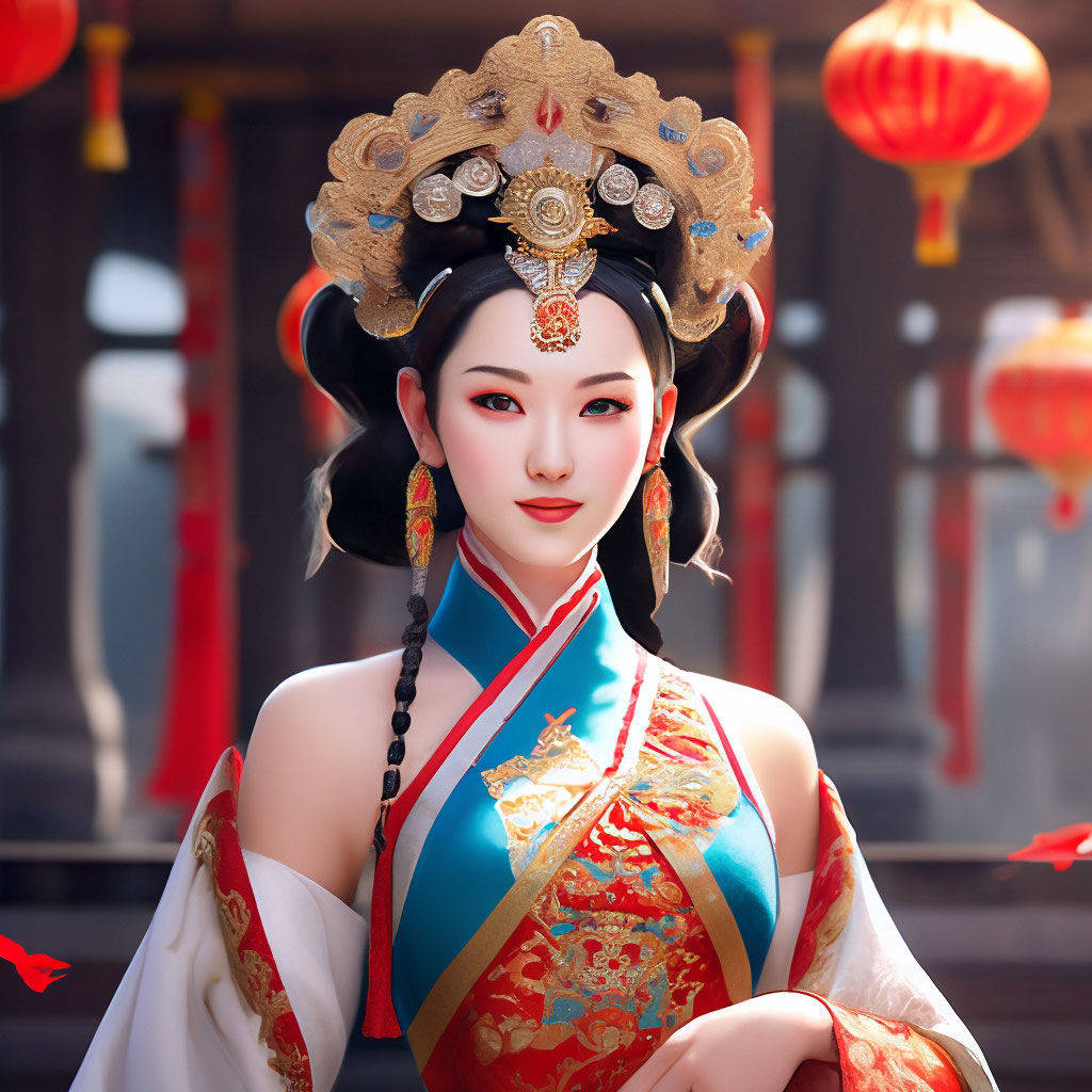 "A Chinese princess in a traditional costume" — image created in Shedevrum