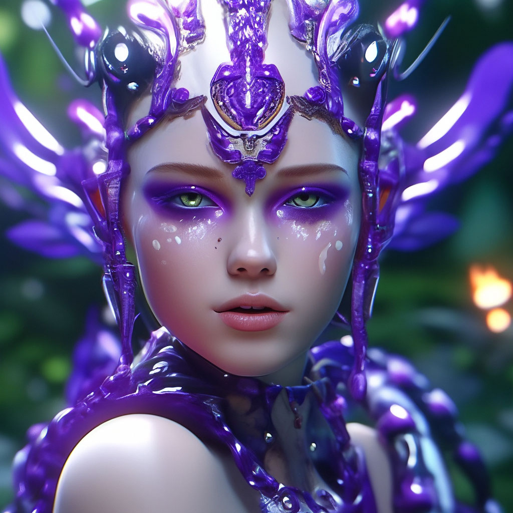 "Nymph from the reserve with purple makeup, aesthetically pleasing ...