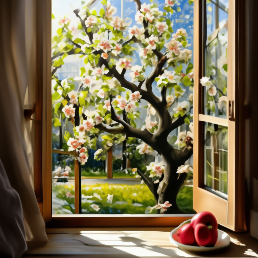 "Spring has come, it's time for flowering a ray of sun through an open ...