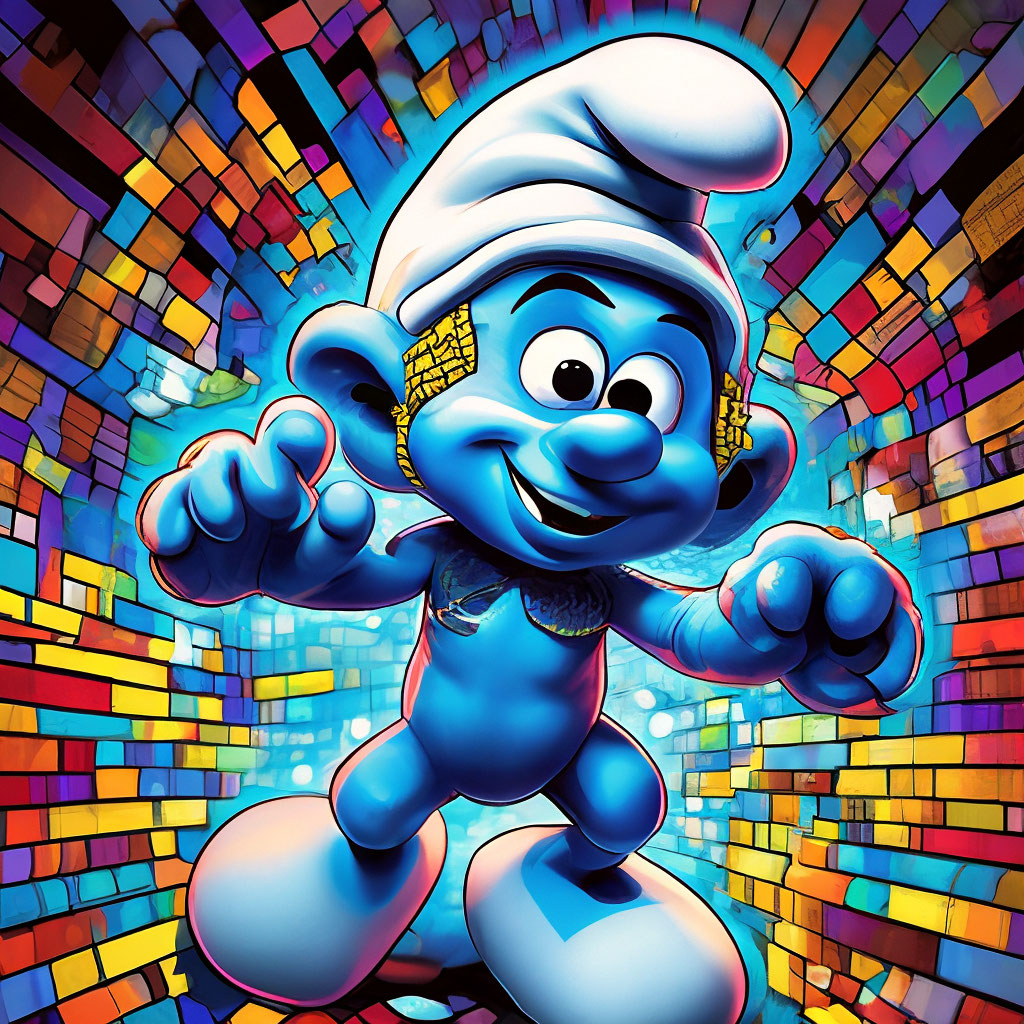 "Mosaic smurf, vector illustration" — image created in Shedevrum