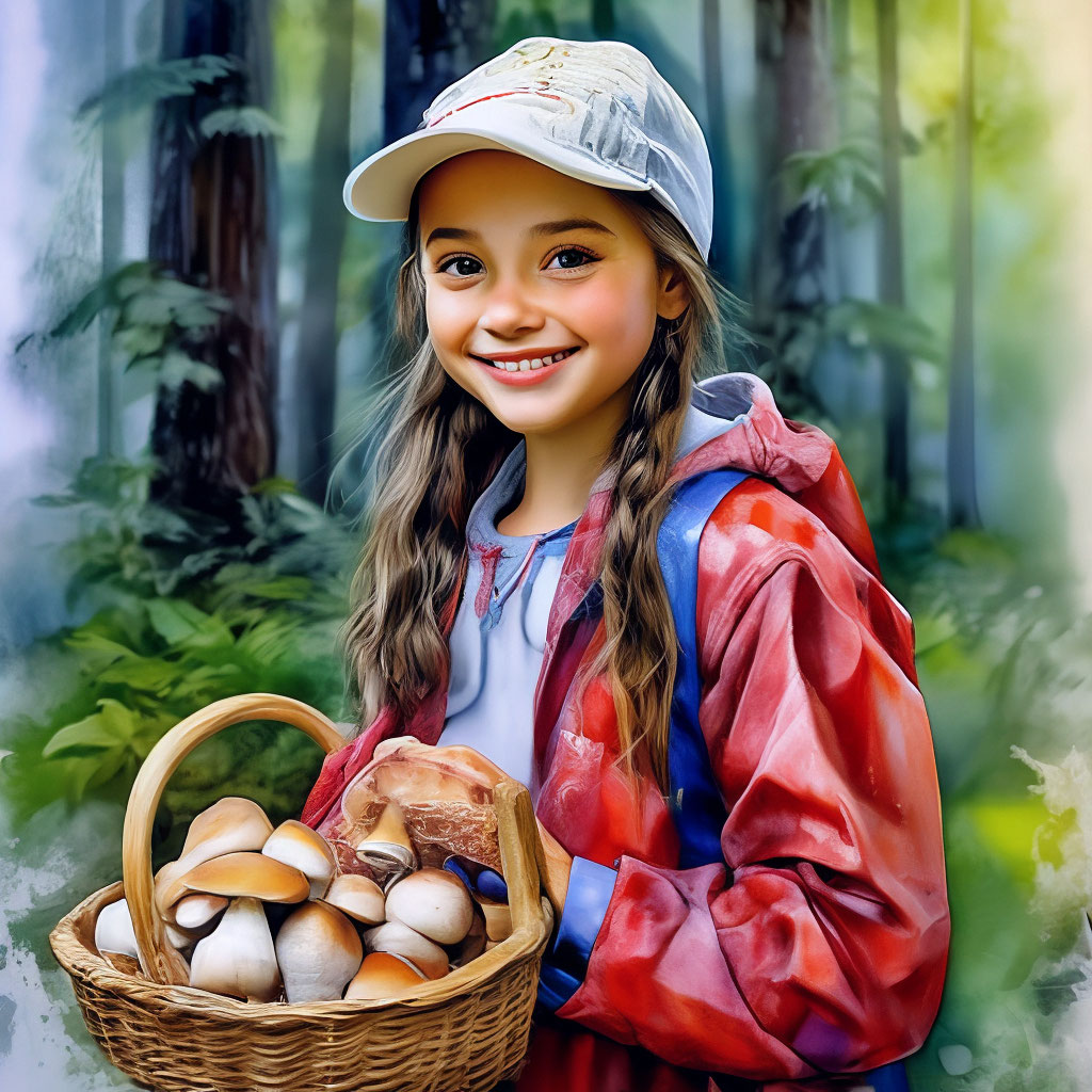 "The breadwinner watercolor, digital portrait, computer graphics, 32k ...