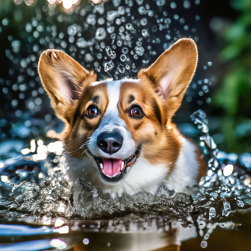 "Corgi in a drop of water" — image created in Shedevrum