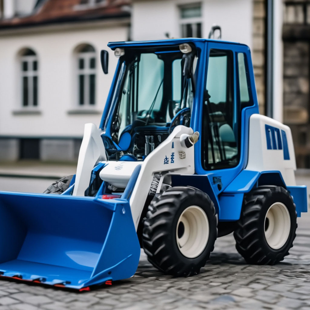 "🚊 Mini Loader painted white and blue, 64k , beautiful, high resolution ...