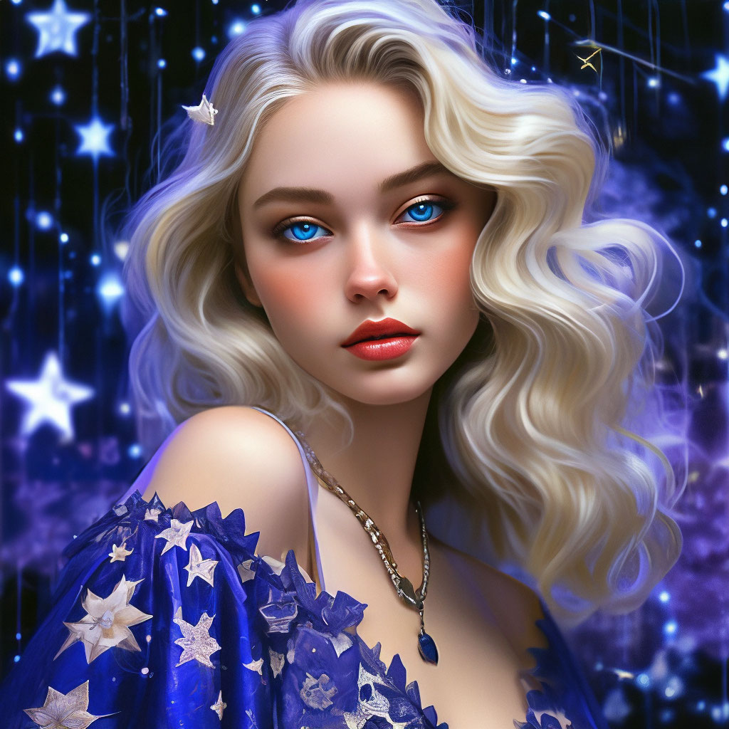 "Girl, star girl, photo portrait, photorealism, big black and blue eyes ...