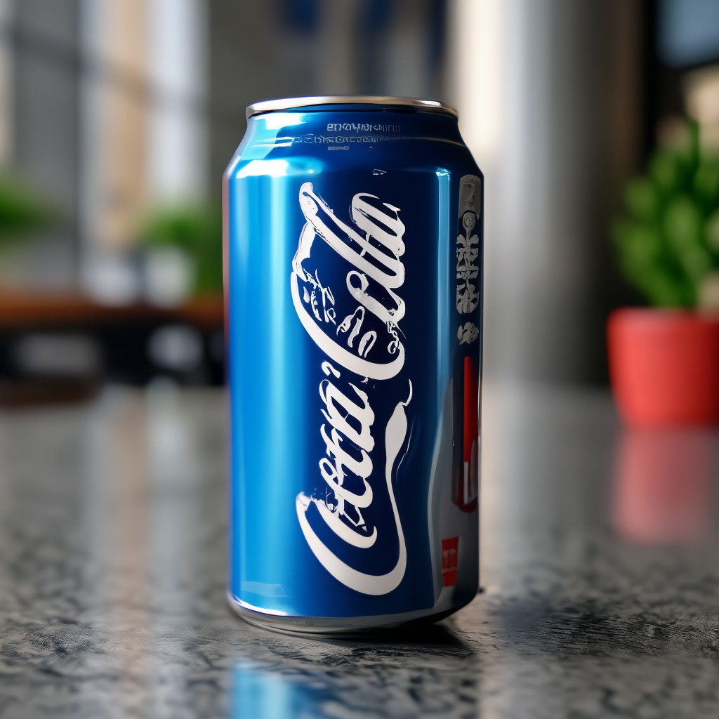 "A blue can of coke" — image created in Shedevrum