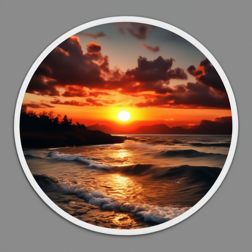 "Sunset scrapbooking sticker , 4k, high resolution, high detail ...