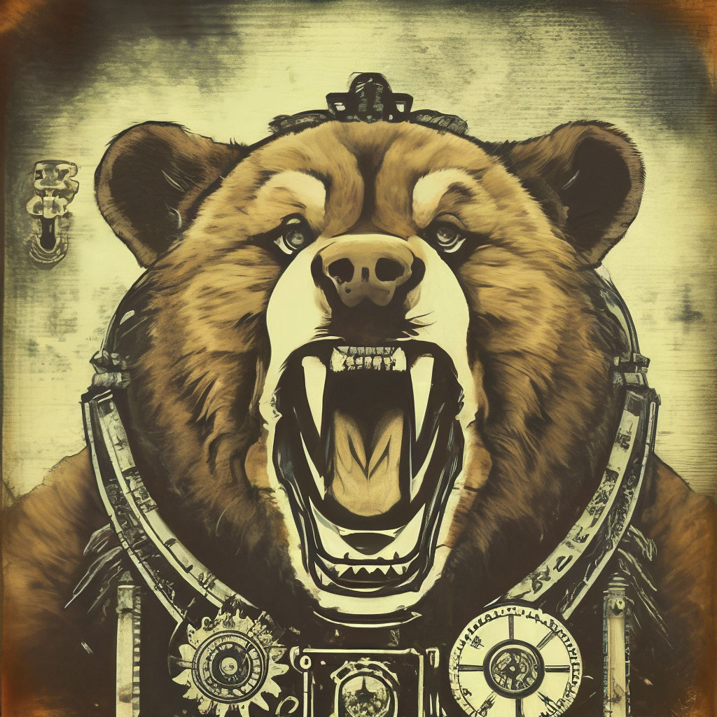 "Bear growls, steampunk" — image created in Shedevrum