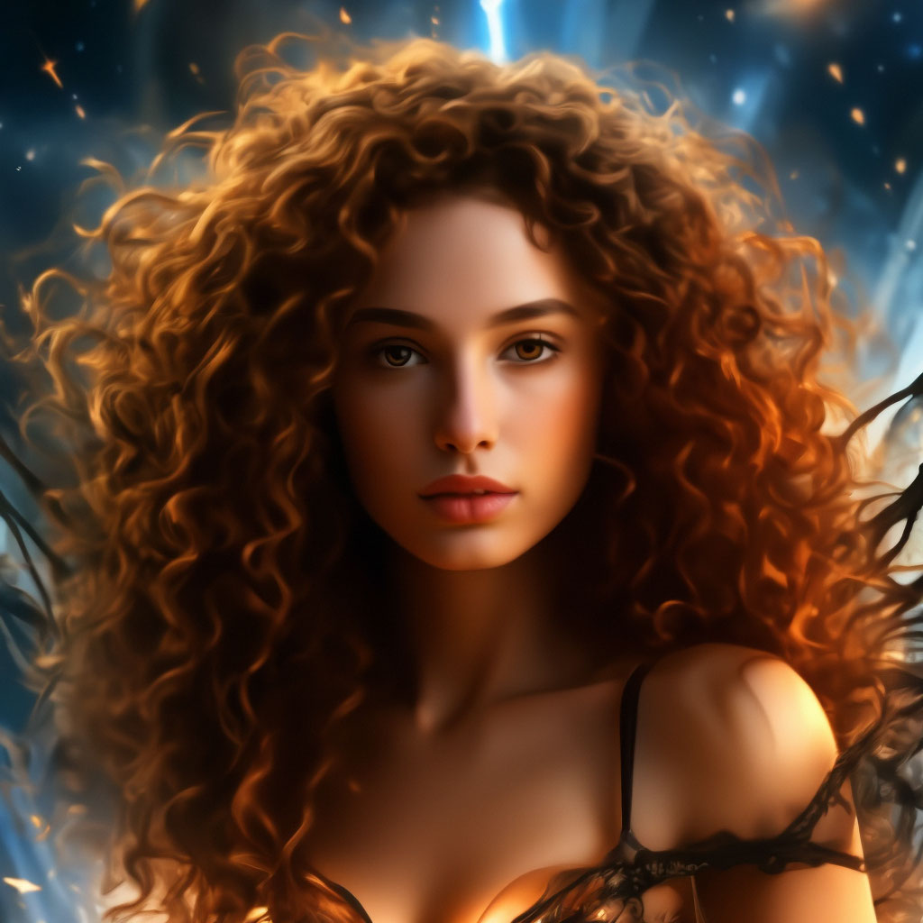 "Beautiful fairy, curly hair, brown eyes, chubby with transparent ...