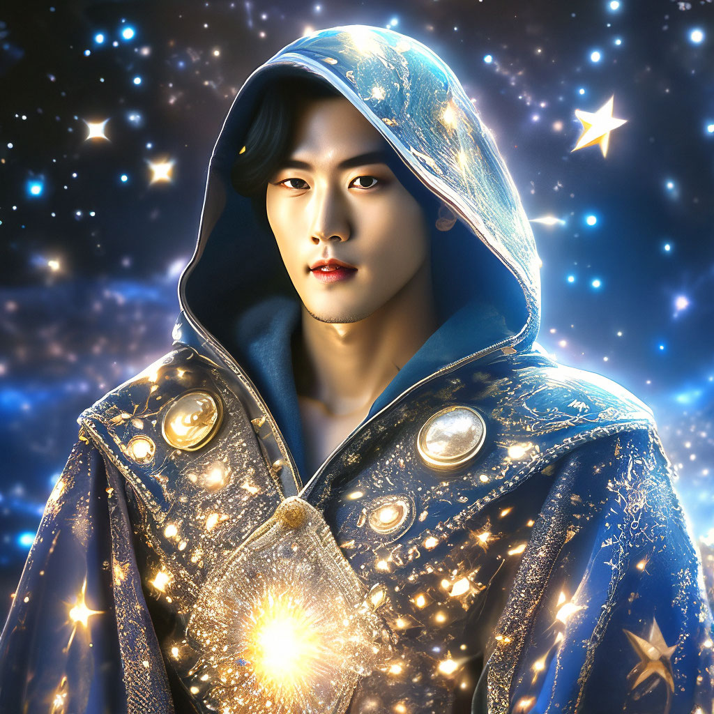 "Cosmic haze, transparent full-length portrait, handsome Korean man, a ...