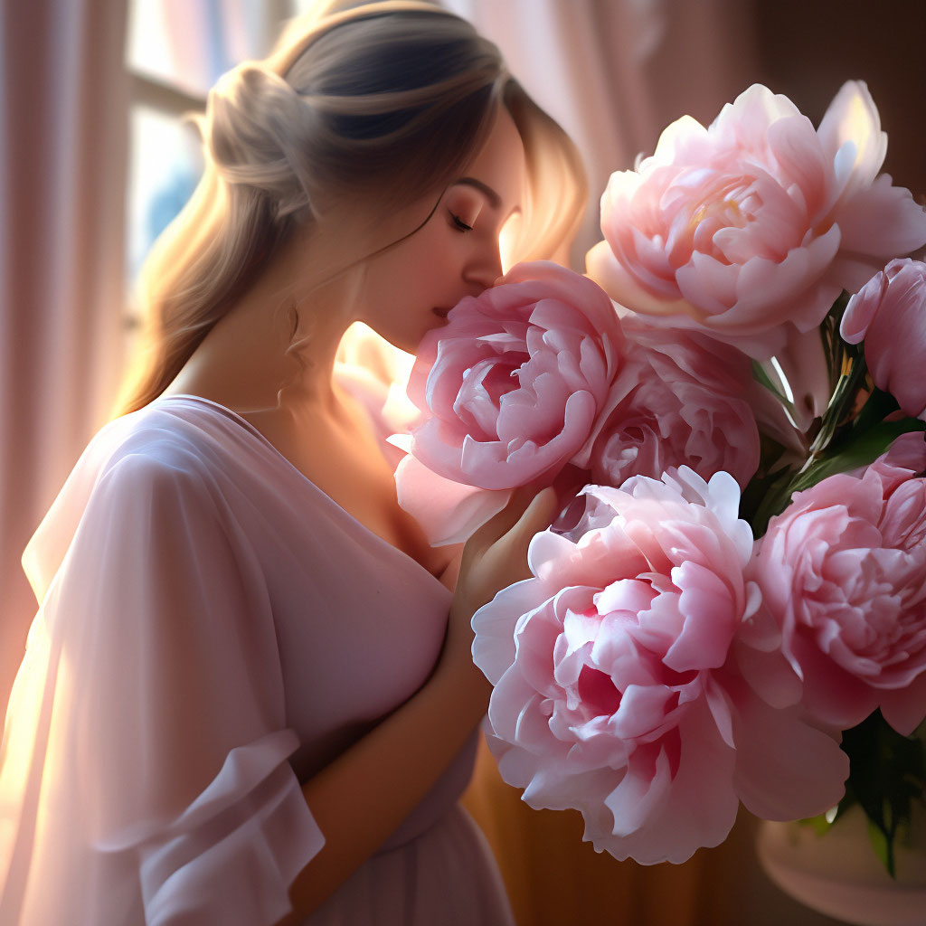 "The girl sniffs a very lush bouquet of amazingly beautiful magical ...