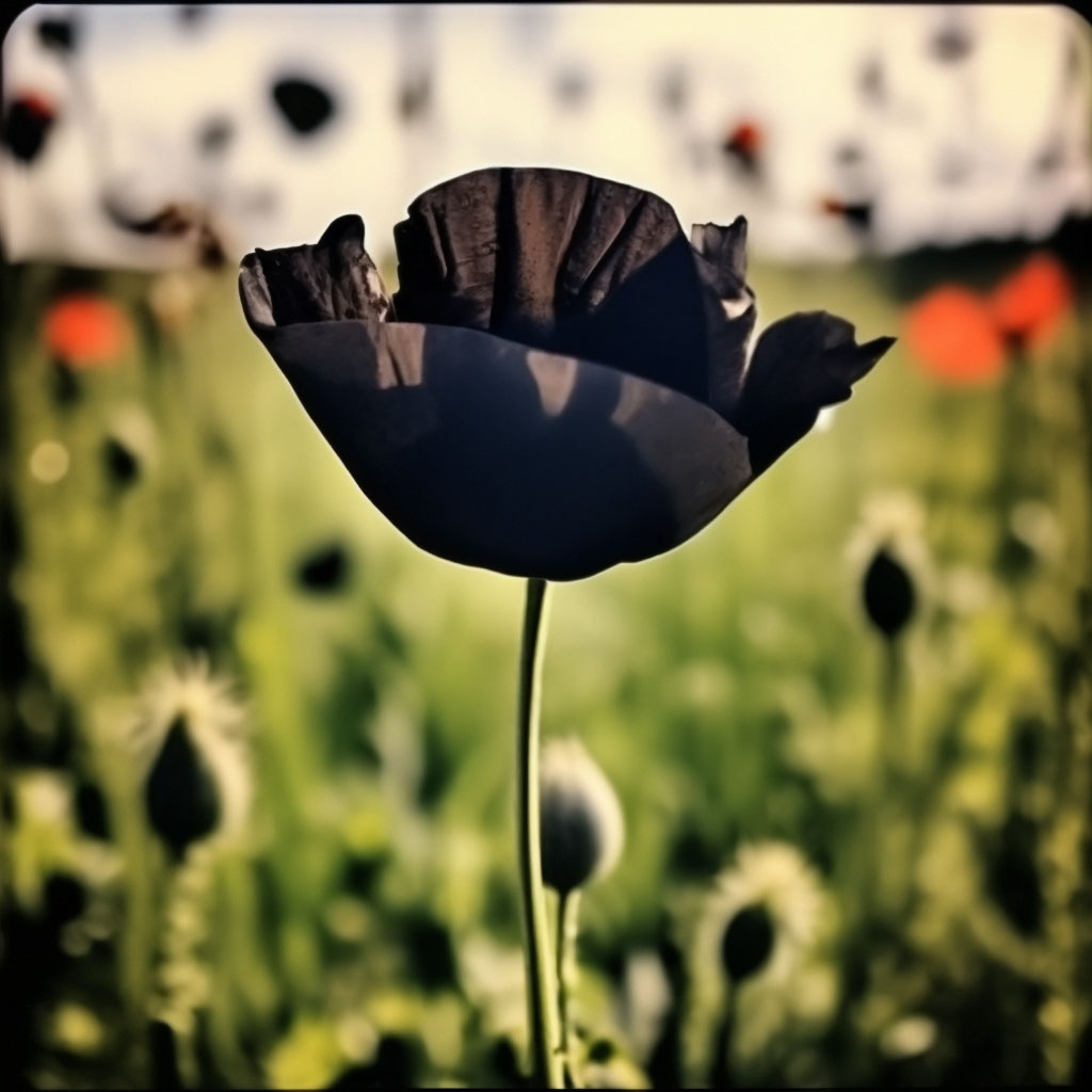 "Black poppy field, professional photo🏜📷 8k" — image created in Shedevrum