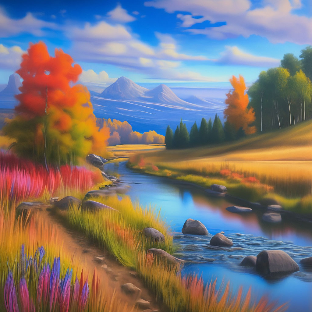 "Landscape in colored pencil" — image created in Shedevrum