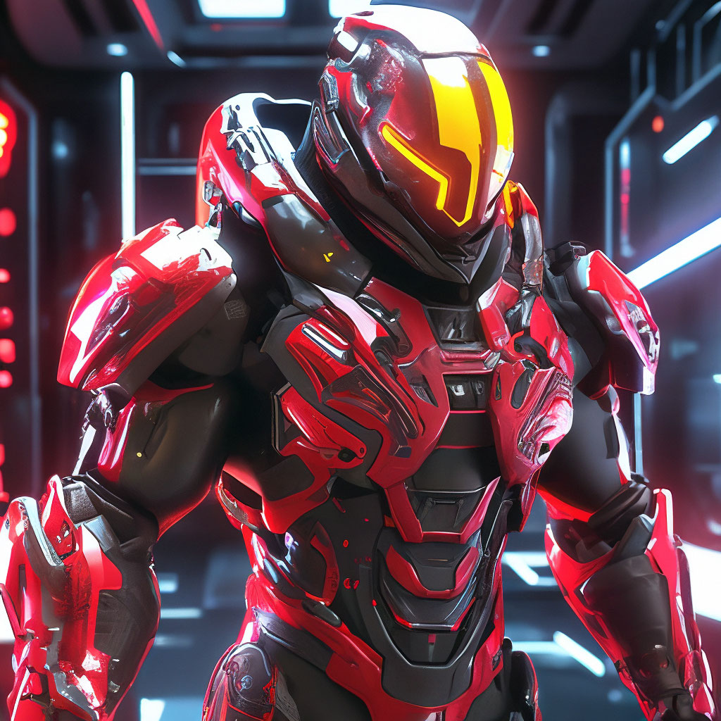 "Futuristic super armored galactic cyber gamer from the planet Mars in ...