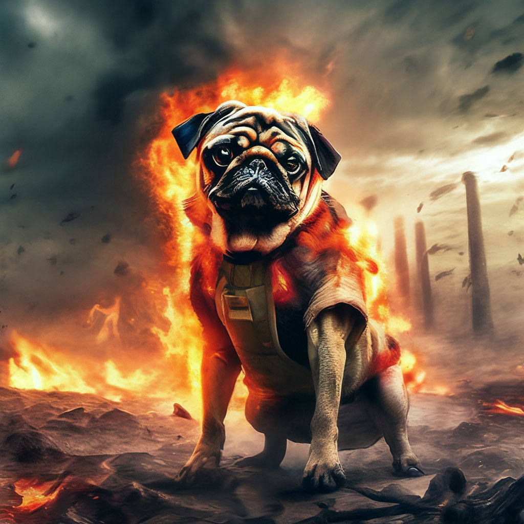 "Pug - fire" — image created in Shedevrum