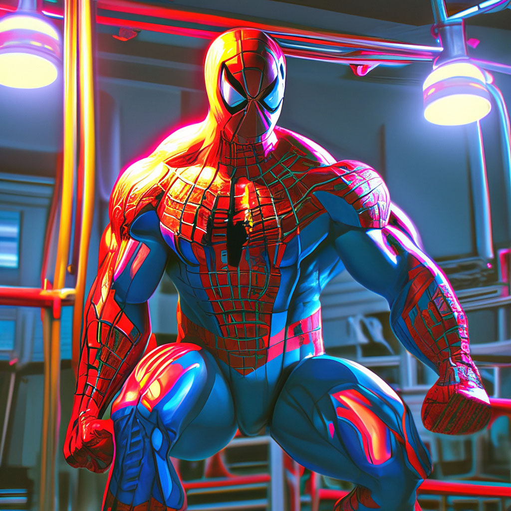"Spider-man bodybuilder" — image created in Shedevrum