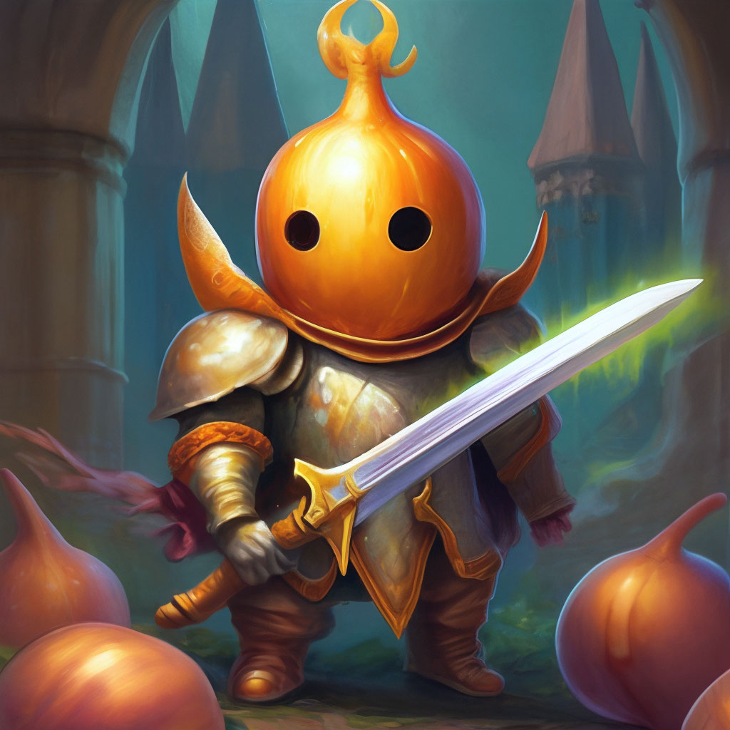 "The Onion Knight" — image created in Shedevrum