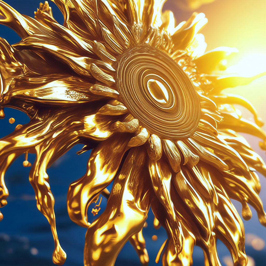 "Fabulous sun, dripping gold effect, double exposure, hyperdetalization ...