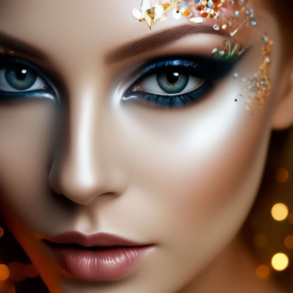"New Year's makeup, gentle, unusual, stylish, beautiful, body-art ...