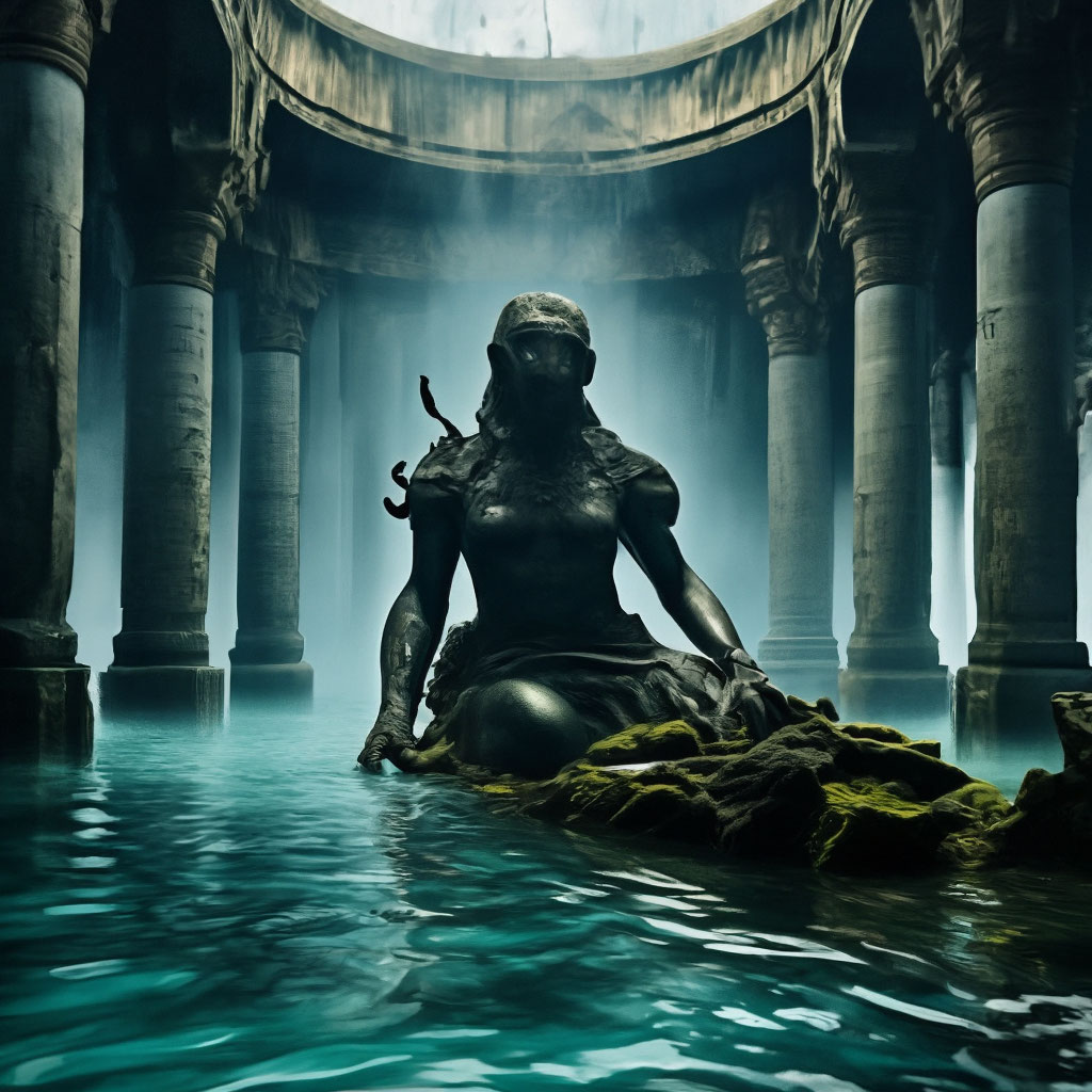 "🌊 atlantis underwater statues gloom atmosphere marine life" — image ...