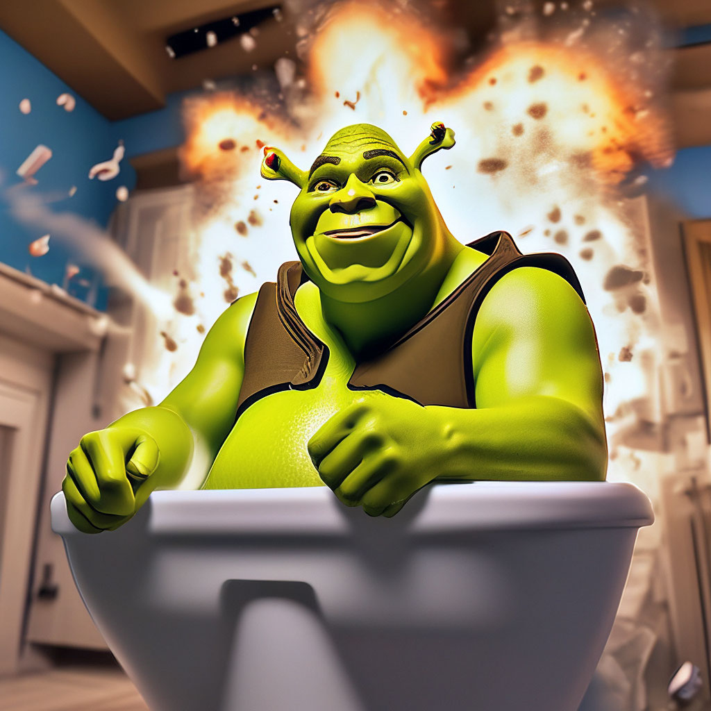 "Shrek in the toilet skibidi, and blow up an epic explosion" — image ...