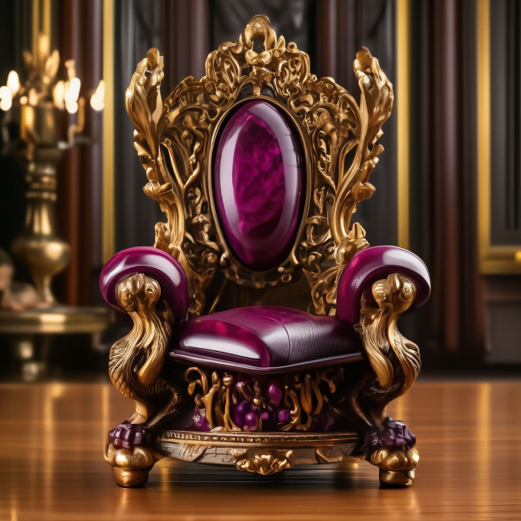 "Monarch's throne gold mahogany serpentine ruby carving..." — image ...