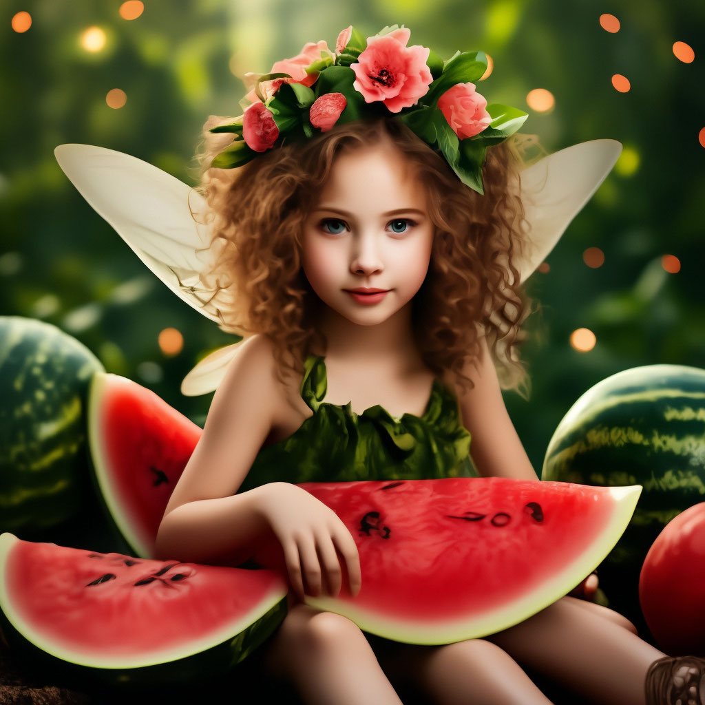 "The watermelon fairy" — image created in Shedevrum