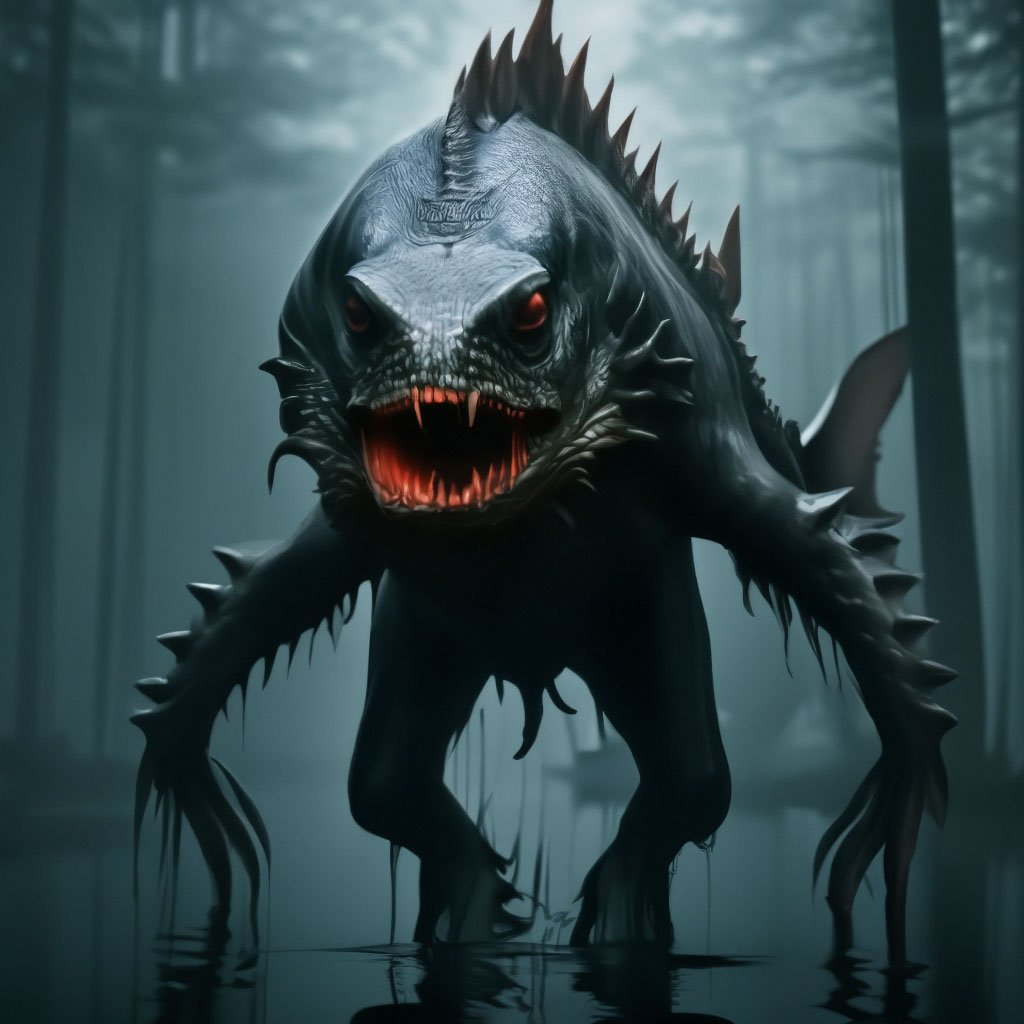 "A big horrible monster fish, with knees and big gills." — image ...