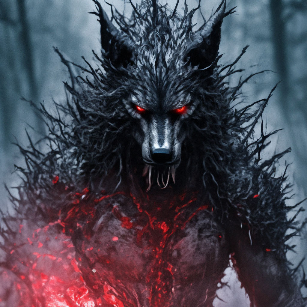 "+connected From +skeletonized branches +black and red crystals + smoke ...