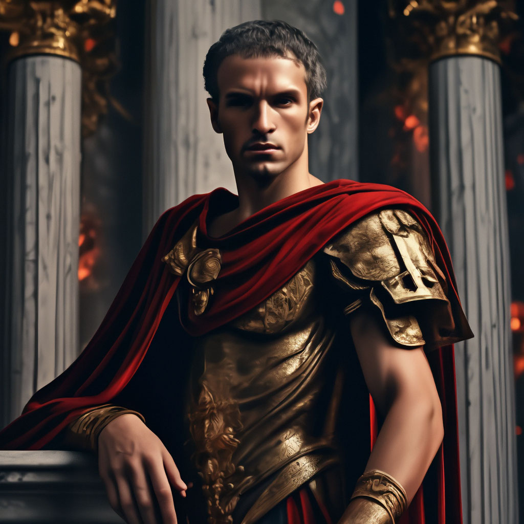 "Julius Caesar on the podium, realistic, aesthetically pleasing, bright ...