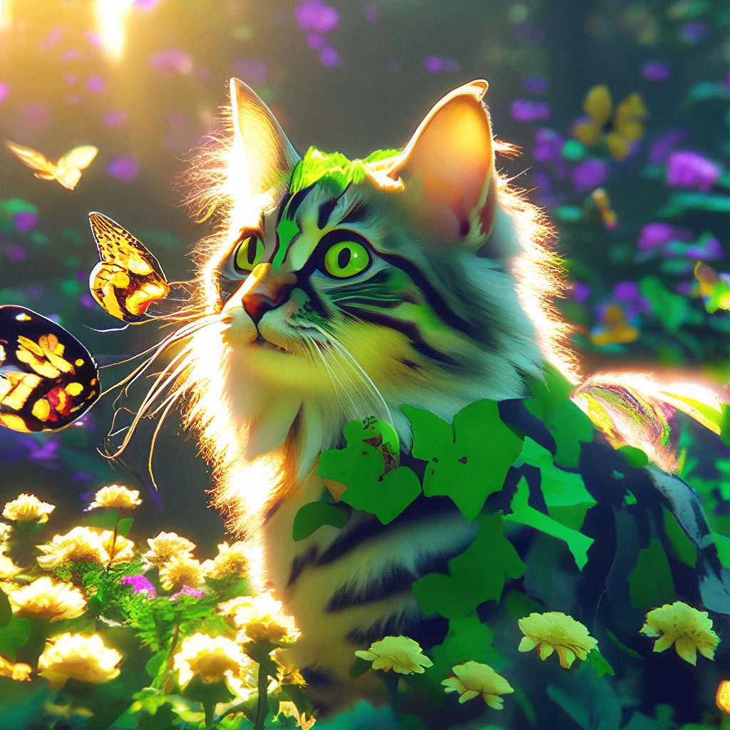 "Fat fat fluffy butterfly in green stripes cat in the shape of a ...