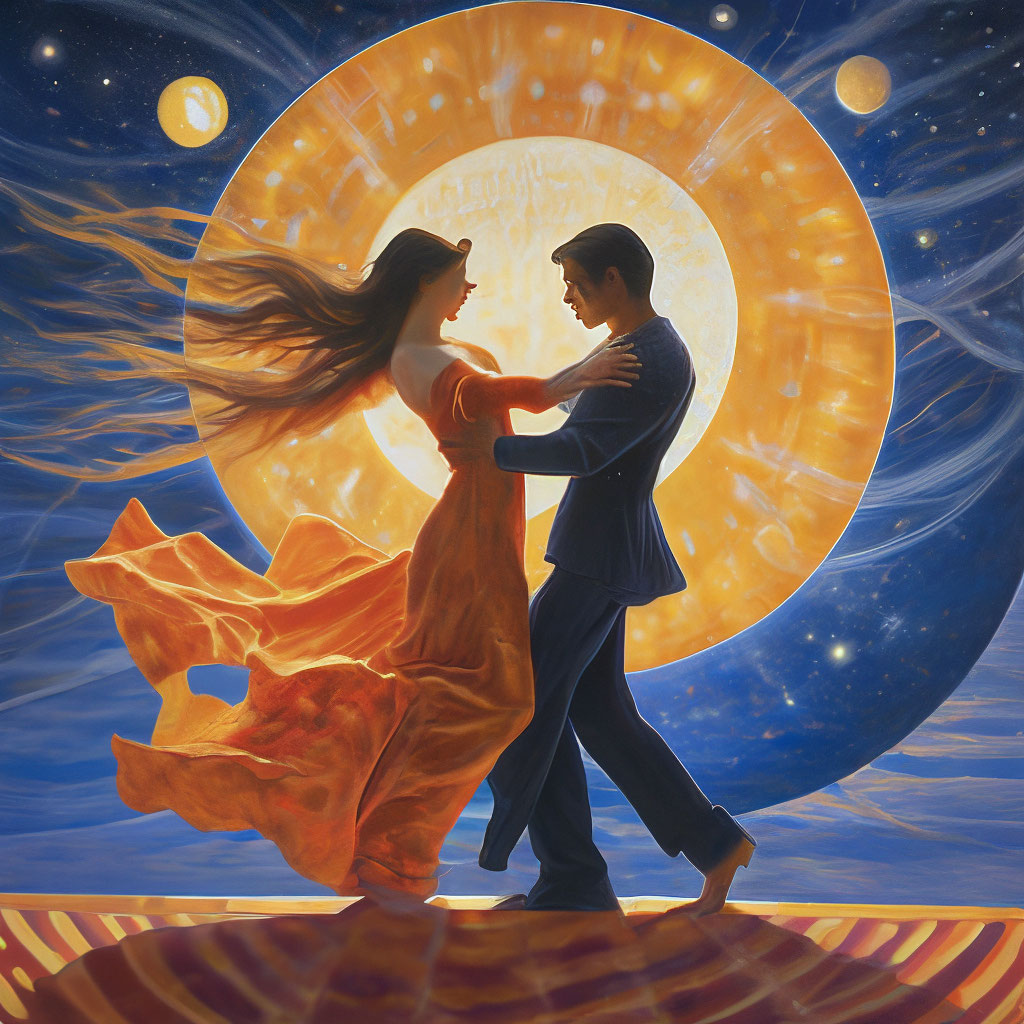"The dance of the Moon and the Sun" — image created in Shedevrum