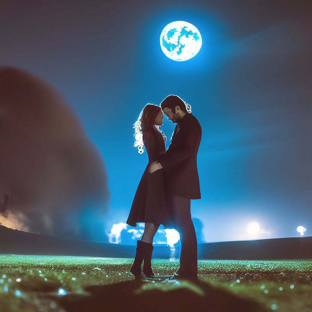 "A date under the moon of a girl and a vampire in love" — image created ...