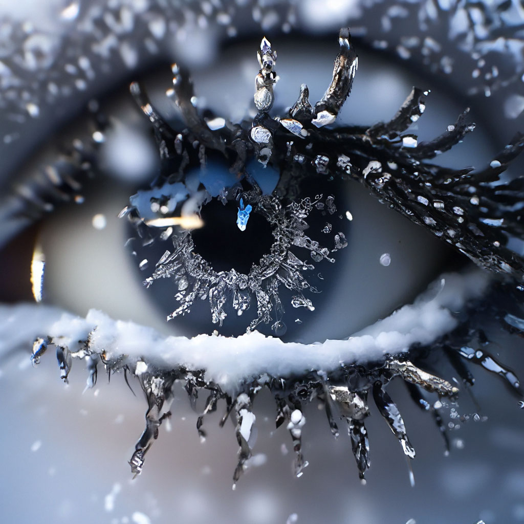"Professional shooting, realism 164k, snow queen, drizzle on eyelashes ...