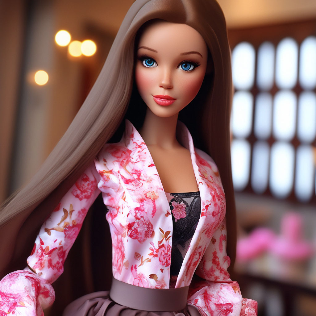 "Aesthetically pleasing, beautiful, realistic, barbie doll, brunette ...
