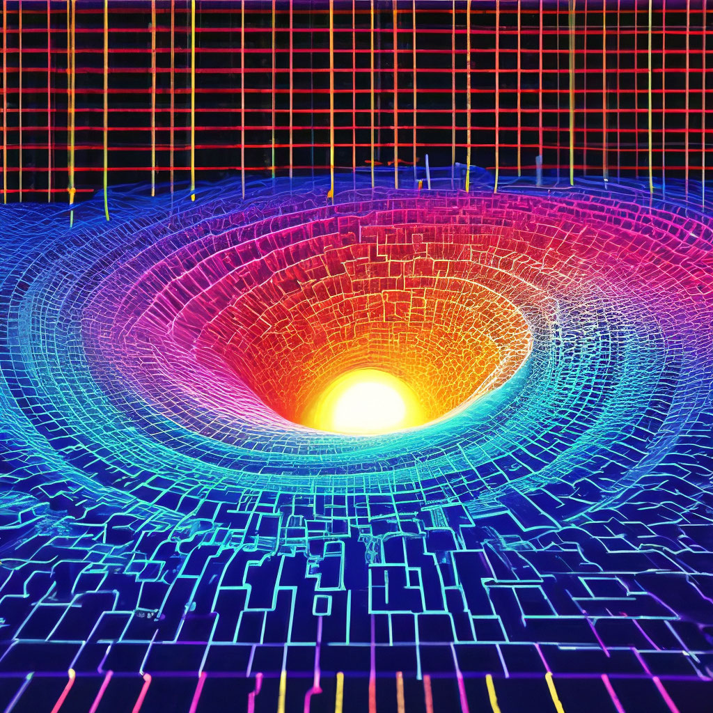"The force of gravity forming a gravity well." — image created in Shedevrum