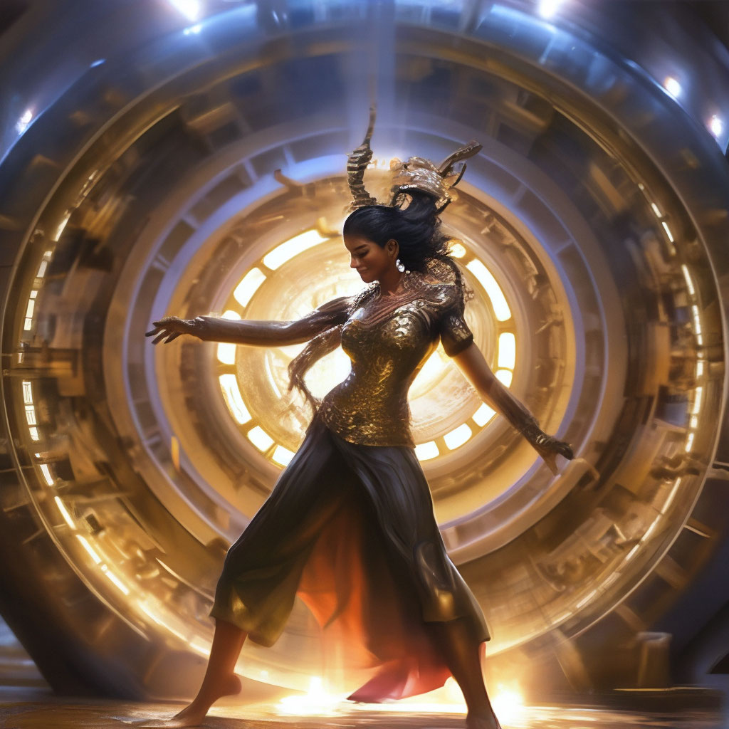 "CERN, collider, Shiva dancing" — image created in Shedevrum