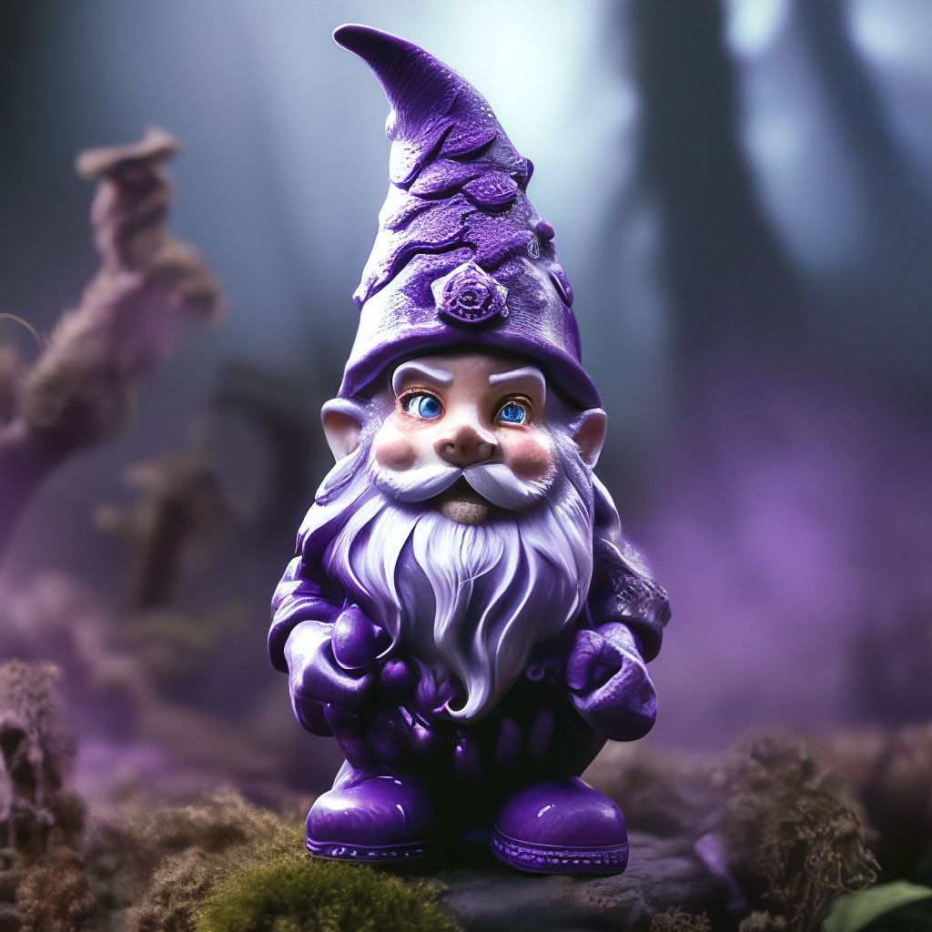 "Purple fantasy-style gnome, realistic professional photo" — image ...