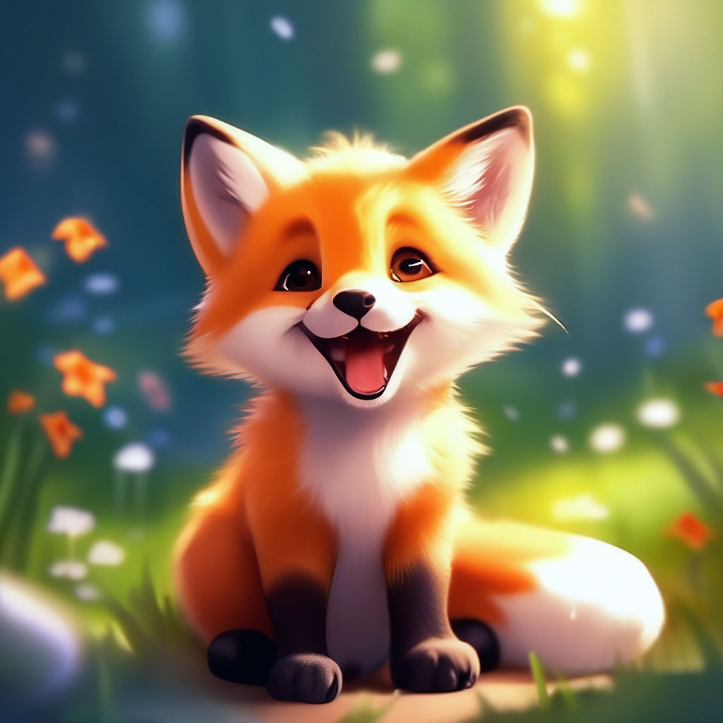"Cute little beautiful fox is happy, beautiful, bright, detailed, high ...
