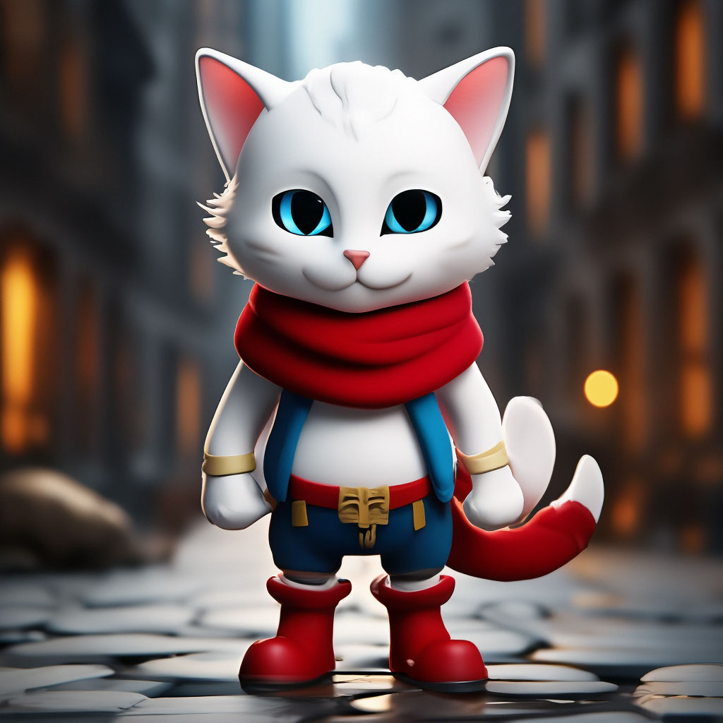 "Papyrus. Oh, that is the great Papyrus! a white cat in a red scarf ...