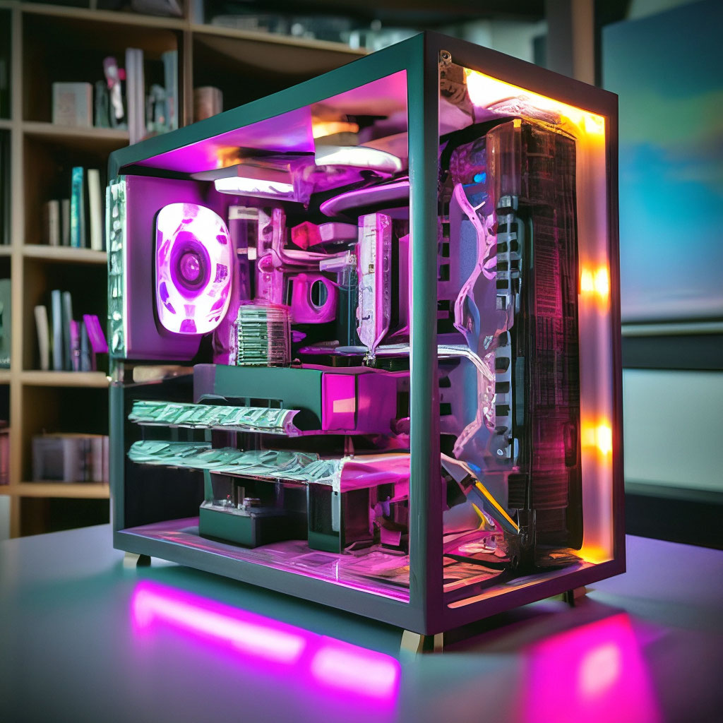 "Gaming computer" — image created in Shedevrum