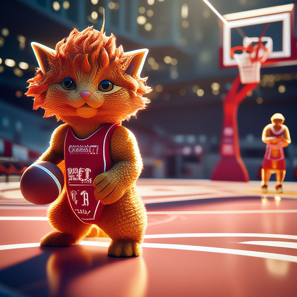 "Anthropomorphic Barberry on a basketball court, 4k, high resolution ...