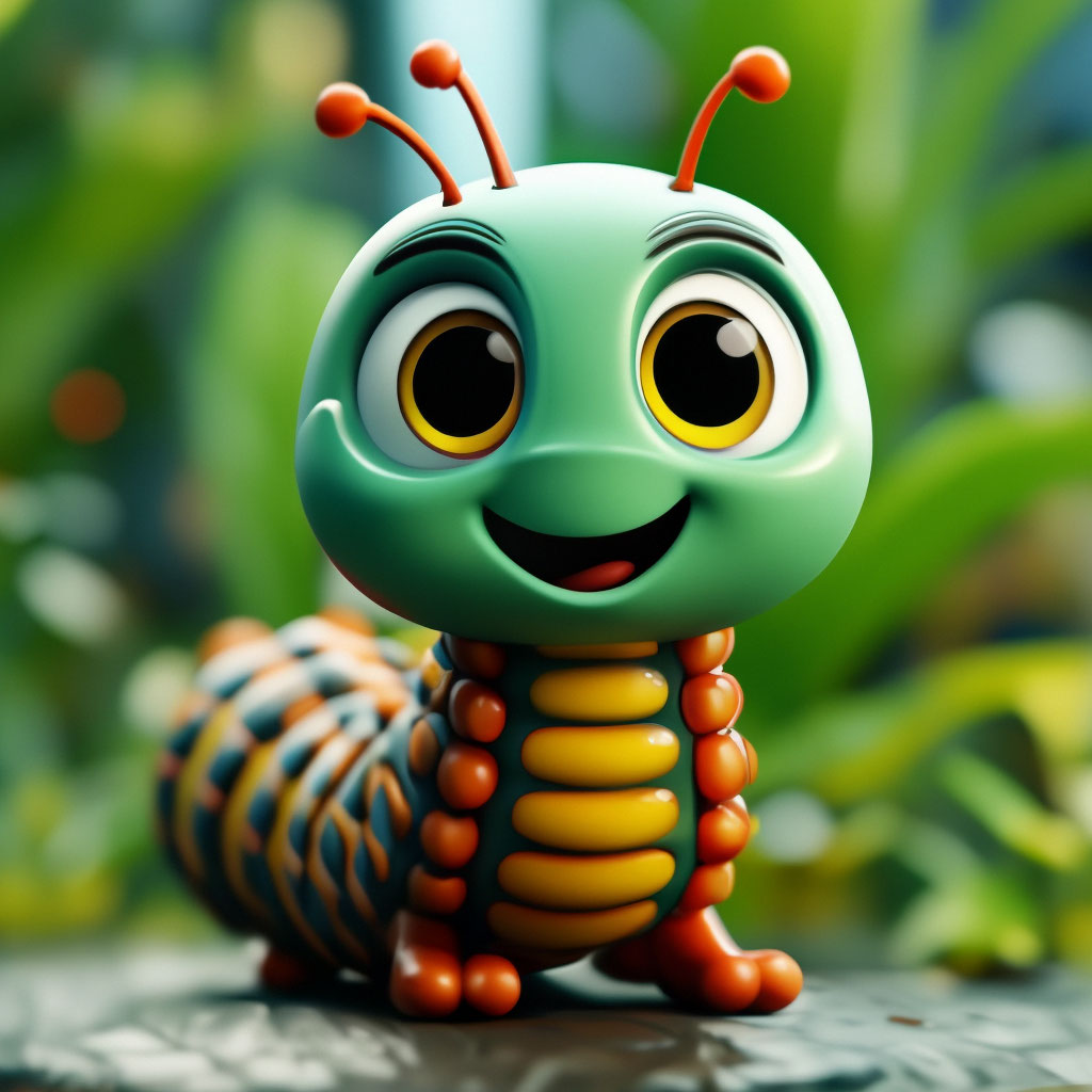 "Cute kind caterpillar cartoon 2d clipart cartoon" — image created in ...