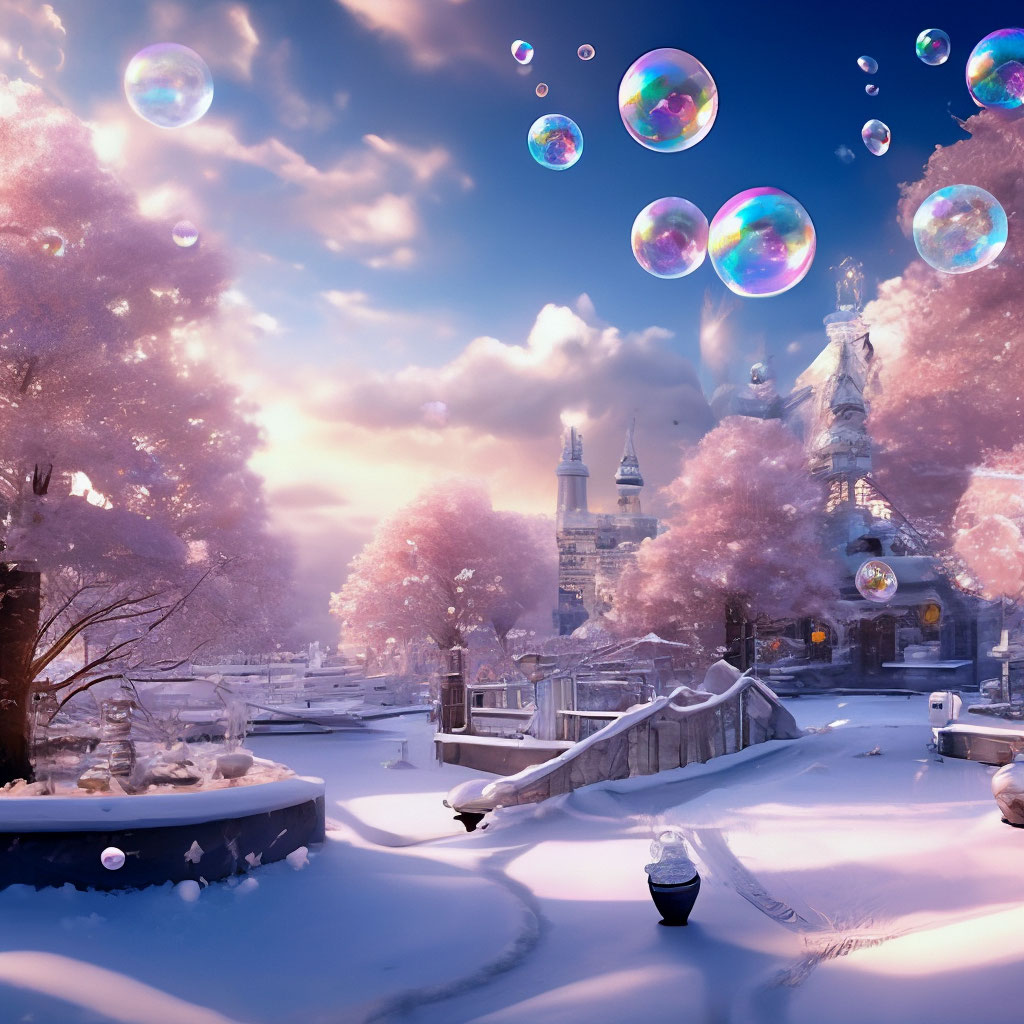 "Magic Bubbles Winter landscape,delicate white velvety clouds, refined ...