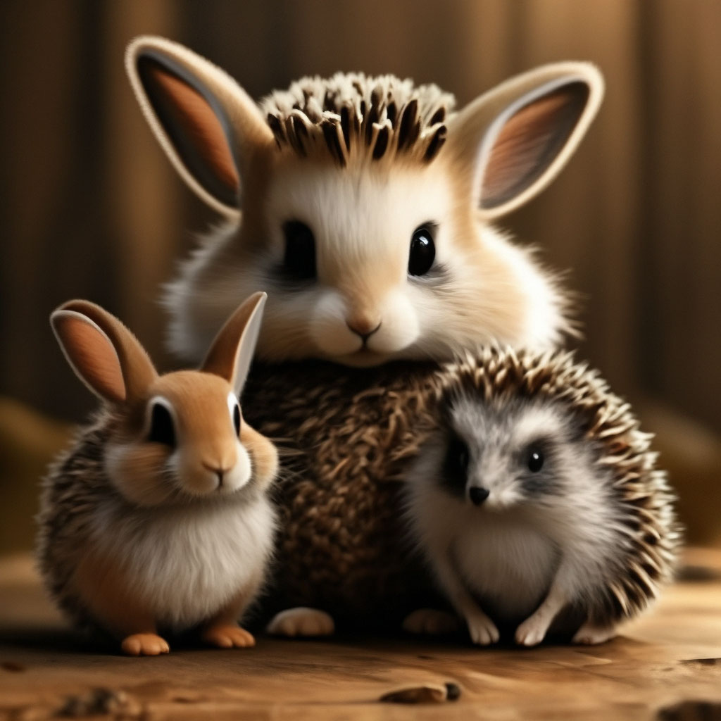 "Yuzha bunny made friends with another hedgehog bunny" — image created ...