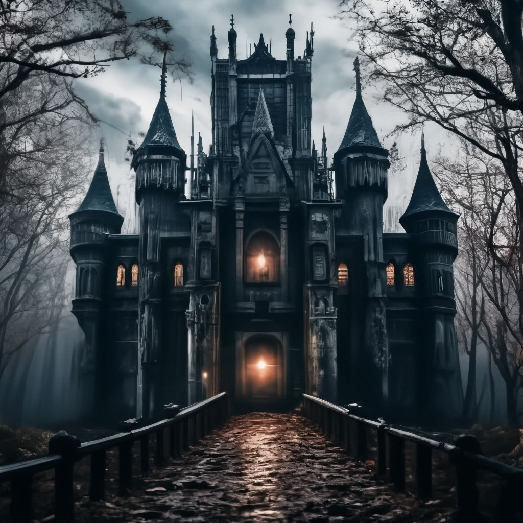 "The cursed castle Gothic castle in the middle of a creepy forest ...