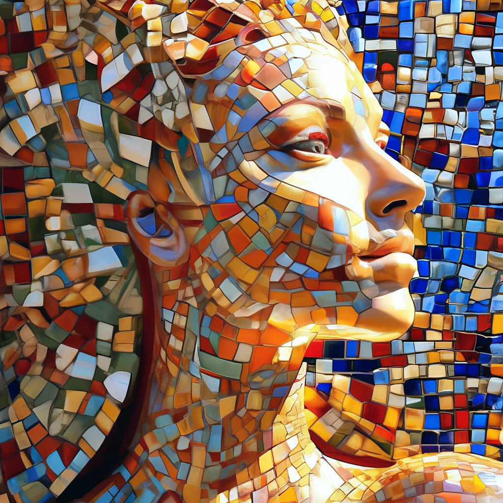 "Hyperrealism 3d beautiful female face in profile consisting of small ...