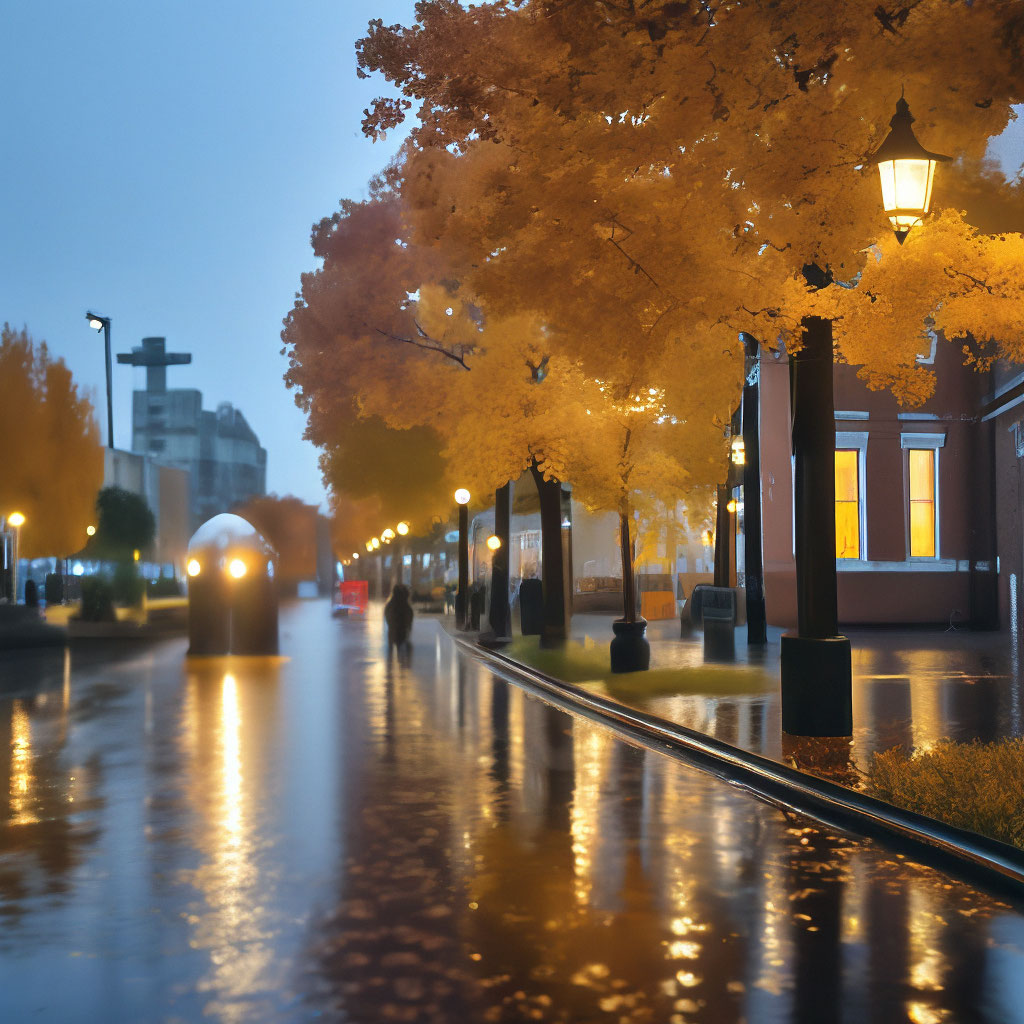 "Autumn, rain, evening, , aesthetically pleasing, beautiful, realistic ...