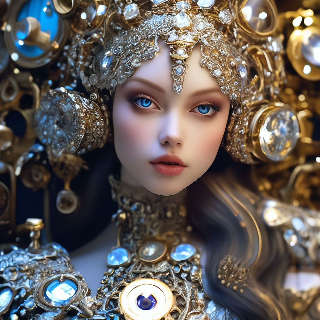 "Hyper realistic, clockwork brain, rebooting the baroque image system ...